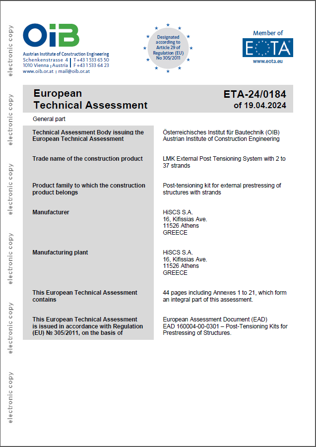 European Technical Assessment Document (ETA) for LMK External Post ...